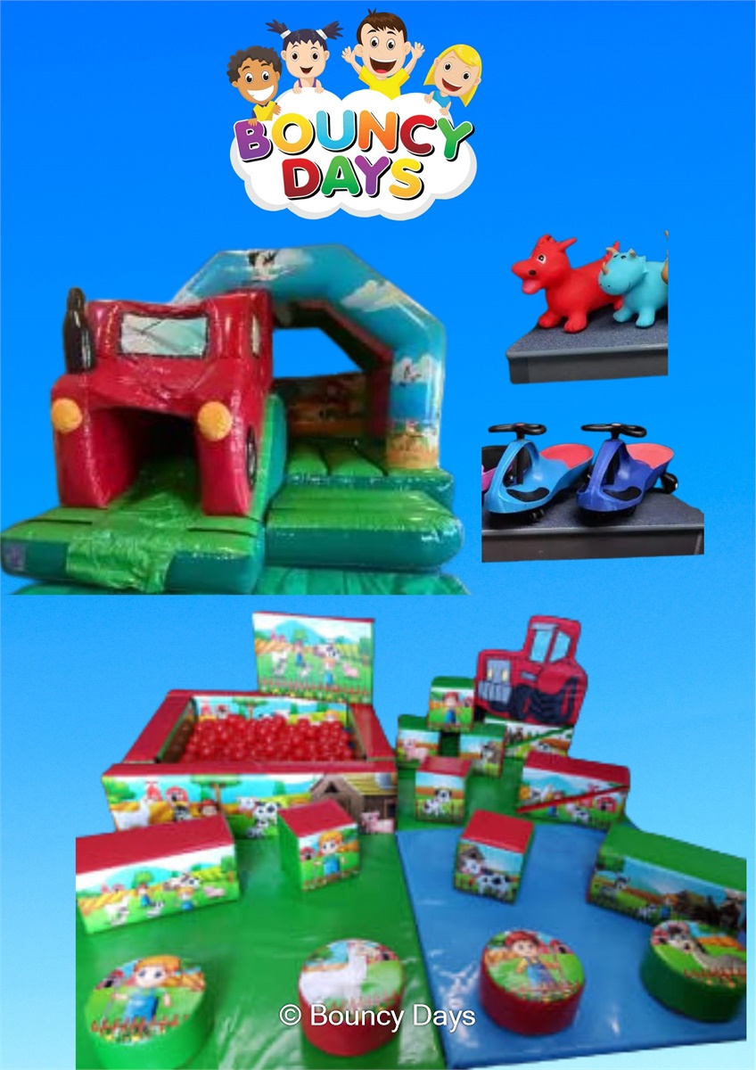 Farmyard bouncy castle and soft play package
